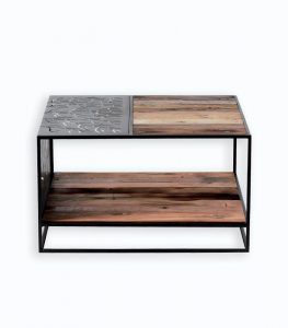 Table basse bois de bateau et métal L 70 cm DUSTIN | Cocktail Scandinave