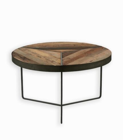 Table basse bois de bateau ronde DUSTIN | Cocktail Scandinave