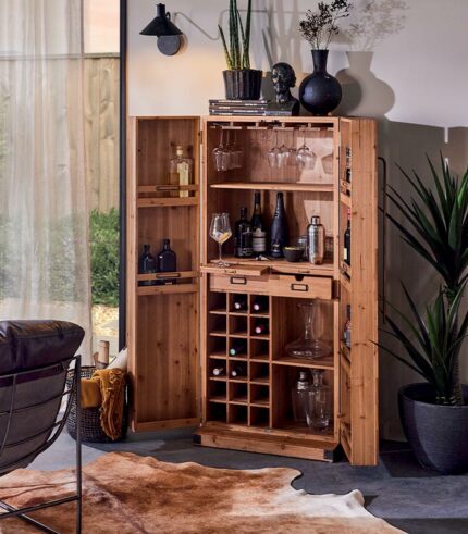 Armoire-bar vintage en bois WENDY | Cocktail Scandinave